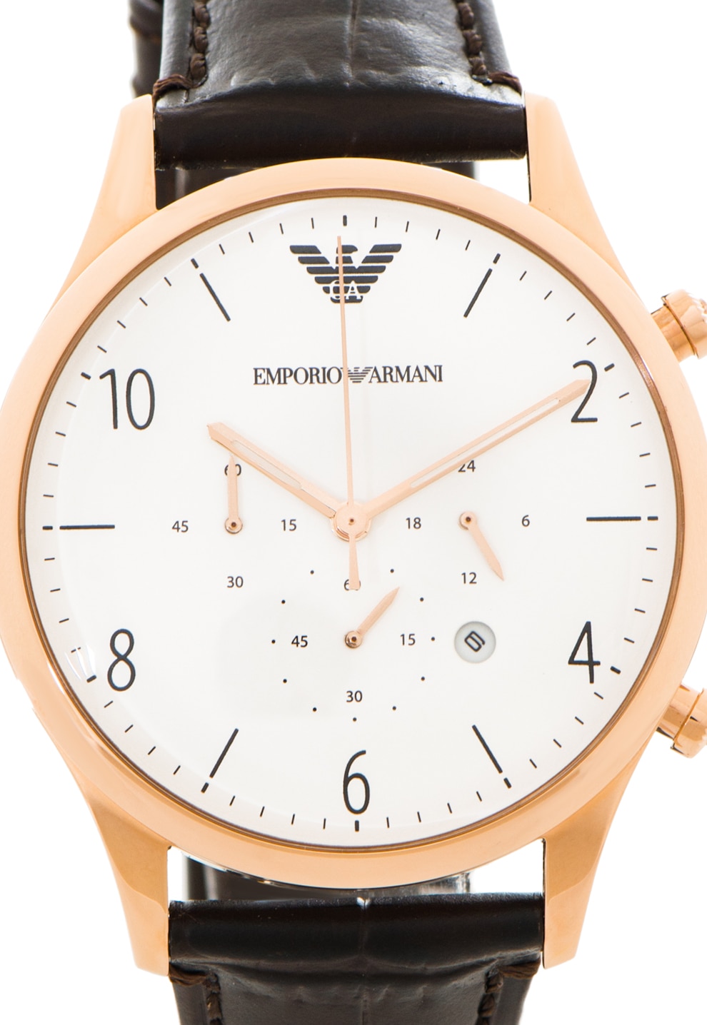 Emporio Armani Кожен тъмнокафяв часовник - eMAG.bg