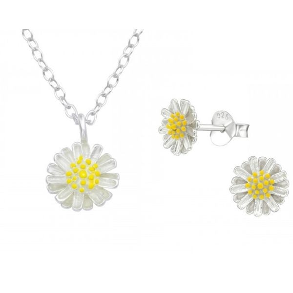 Set Argint 925 Colier si Cercei din argint 925 Margareta, cutie ...