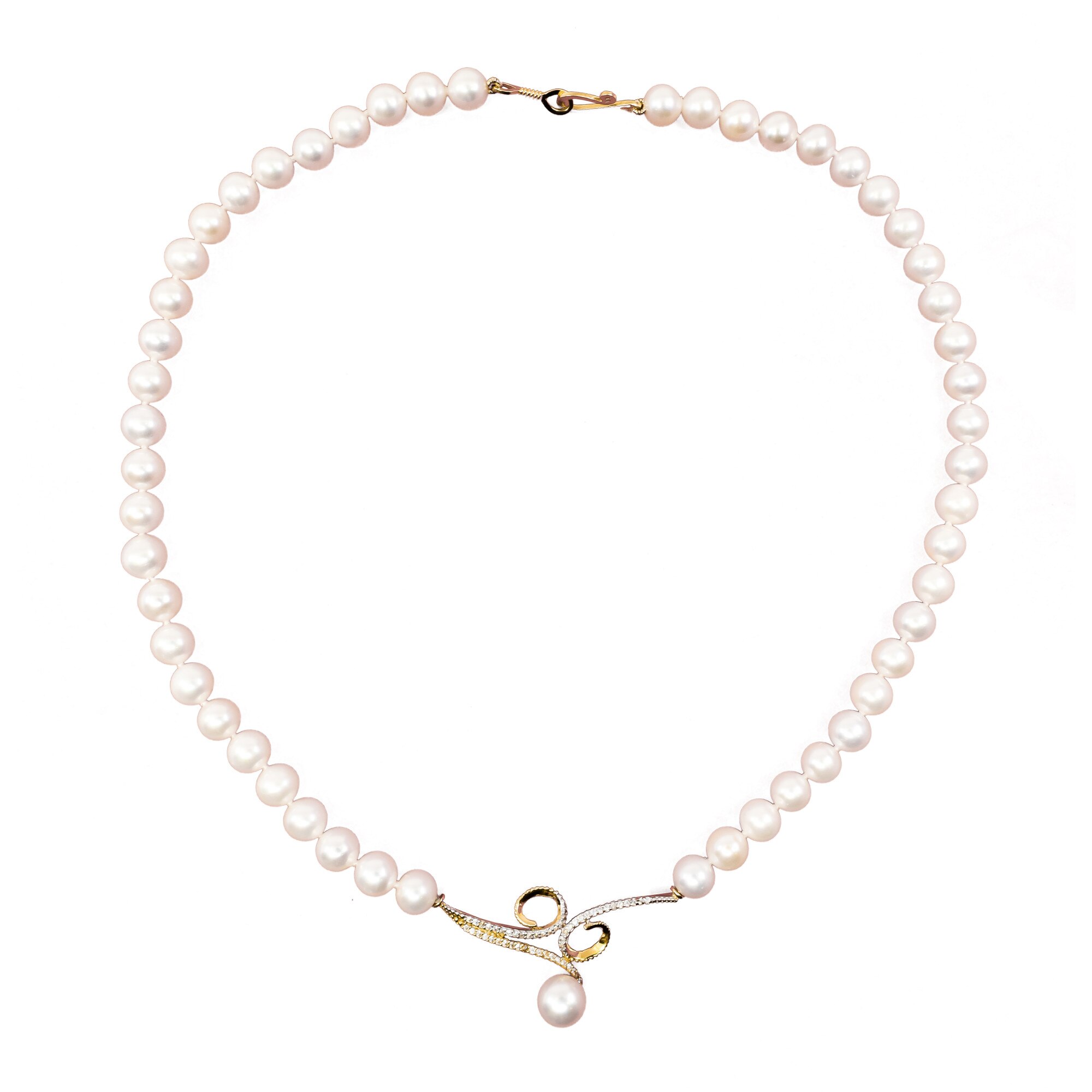Colier "Infini" din aur 18K, cu perle naturale, 100% autentice ...