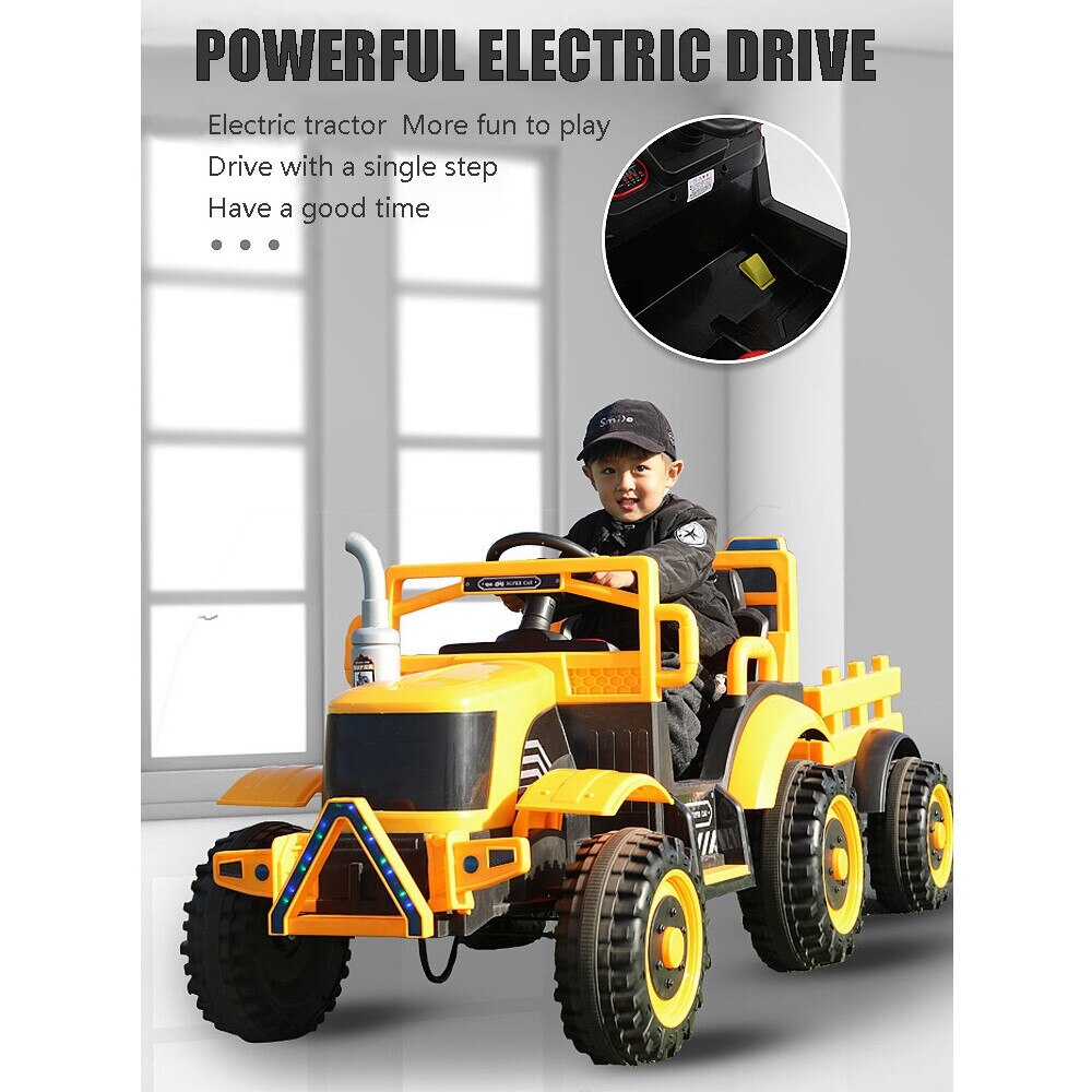 Tractor electric cu remorca si telecomanda Nichiduta Country Yellow ...