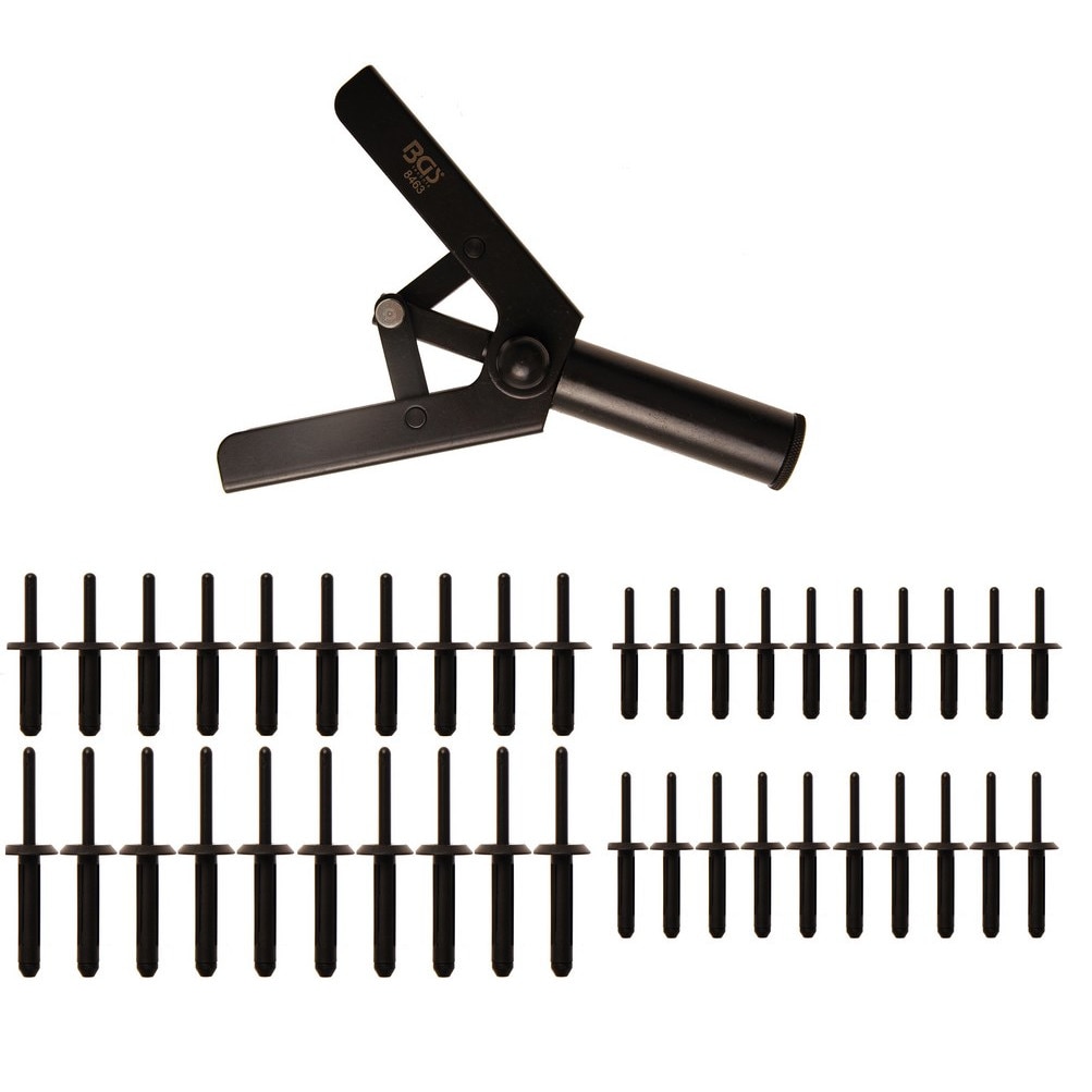 Cleste pentru pop-nituri din plastic + 4 seturi de nituri x 10 buc, BGS ...