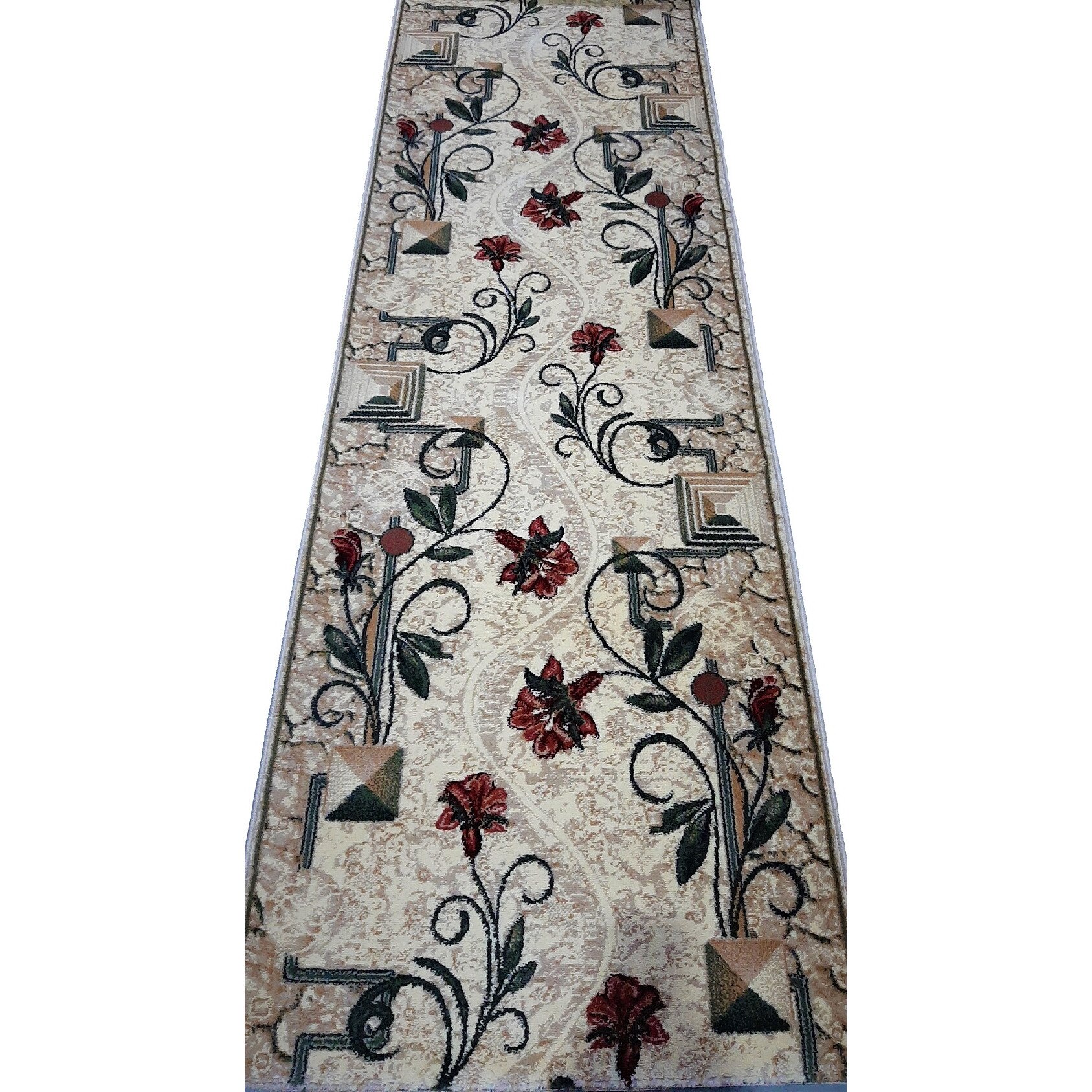 Traversa Lotos 587, Model cu Flori, Crem, 60x300 cm, 1800 gr/mp - eMAG.ro