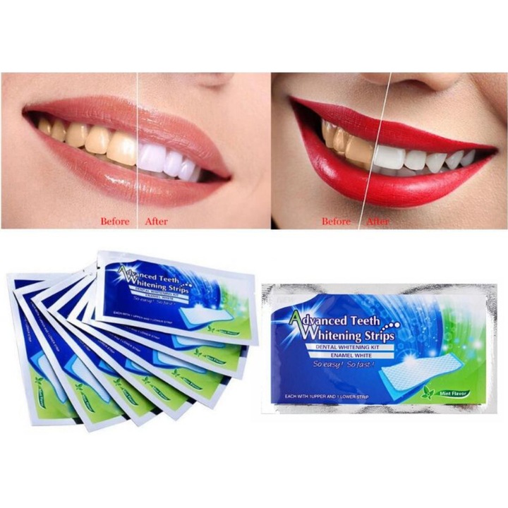 Tratament Benzi Albire Dinti cu Gel, Advanced Teeth Whitening Strips ...