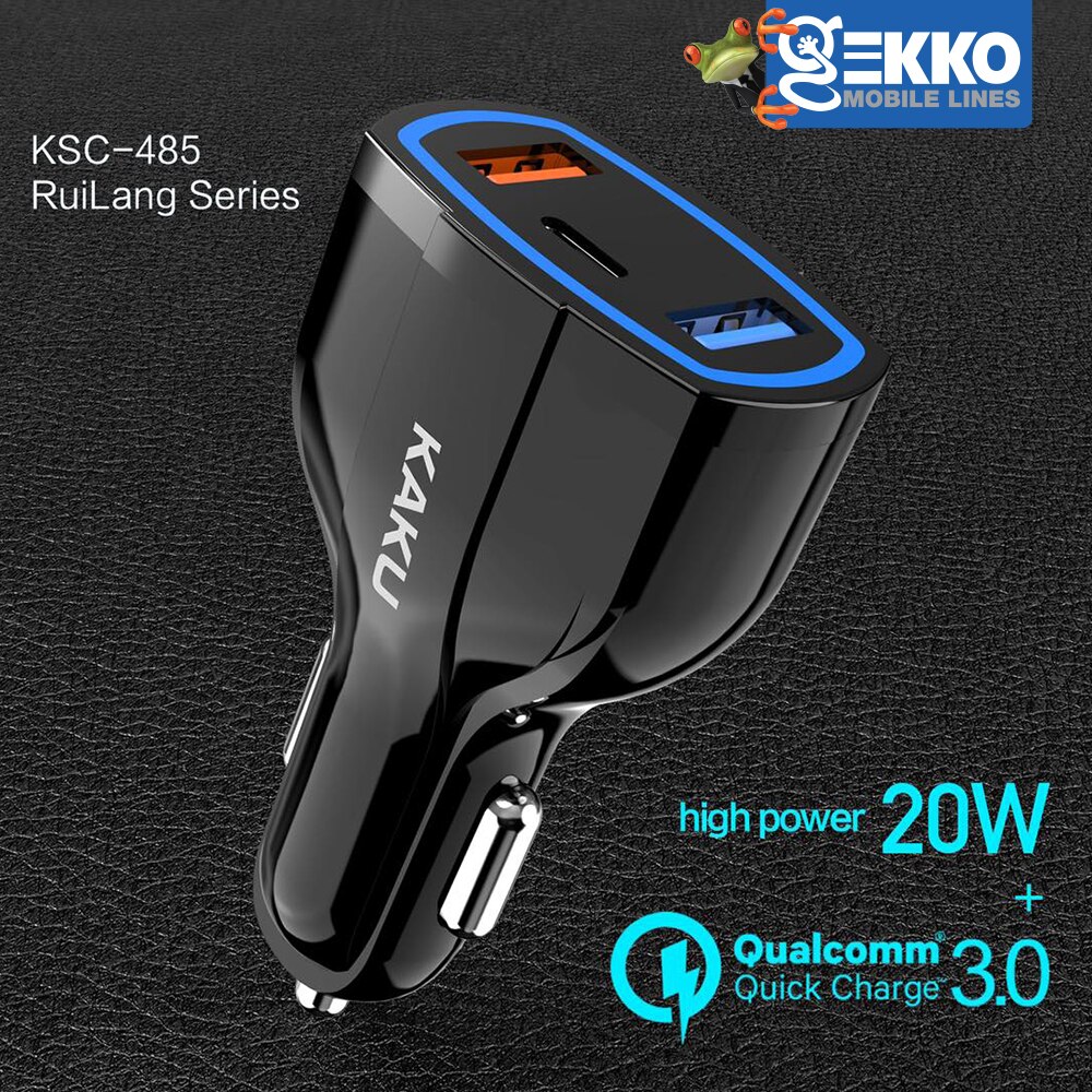 Incarcator Auto KAKU, cu 3 Porturi 2xUSB-A, 1xUSB-C, Fast Charger ...