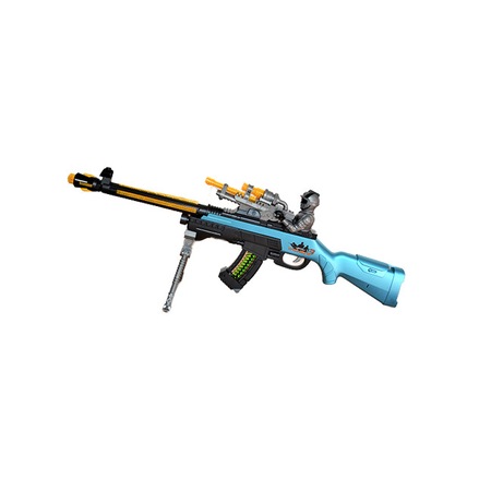 Pusca automata Iron de jucarie, cu sunete si lumini, albastru, 65 cm ...