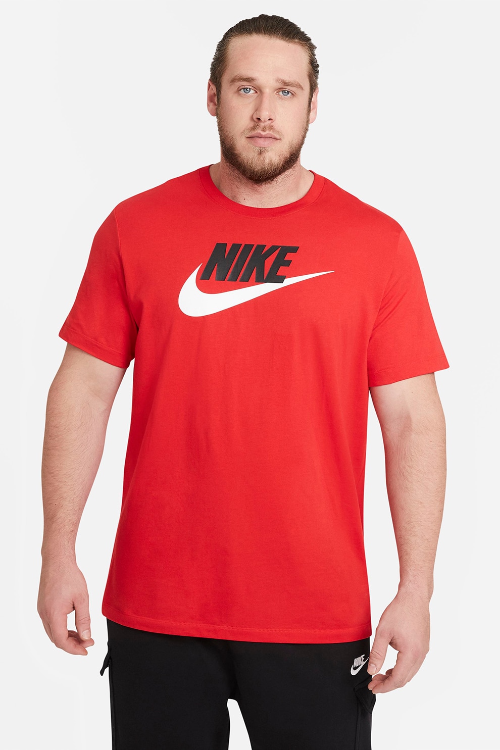 Nike, Tricou cu imprimeu logo Icon Futura, Rosu vermillion, M - eMAG.ro