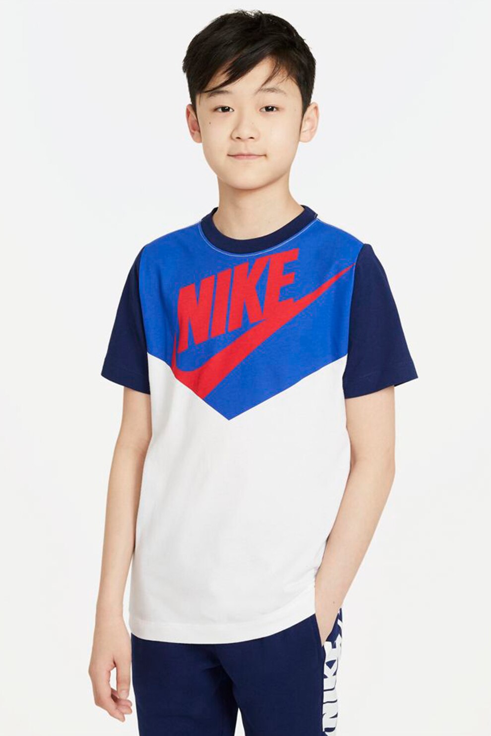 Nike, Amplify logós póló, Fehér/Kék, 128-137 CM Standard - eMAG.hu