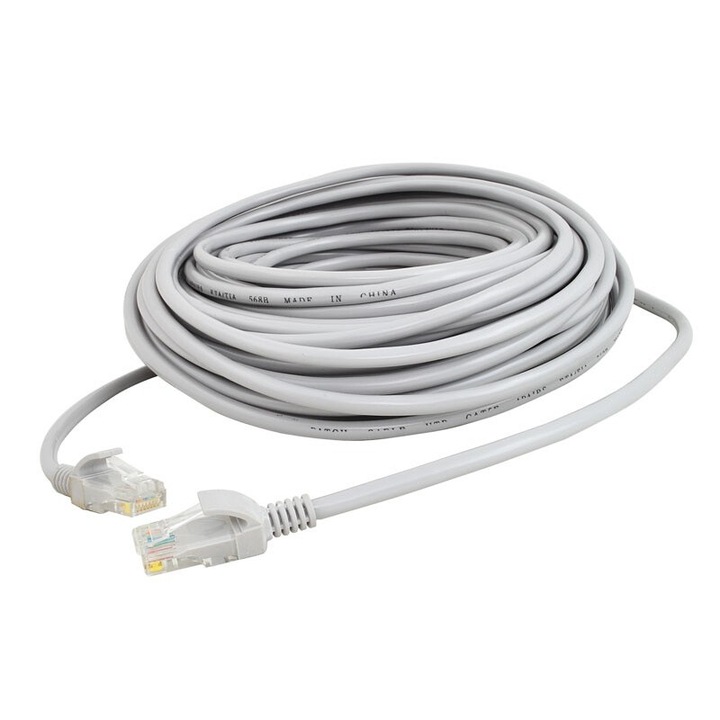 Cablu LAN de retea, Iso Trade, RJ 45, PVC, 20 m, Gri - eMAG.ro
