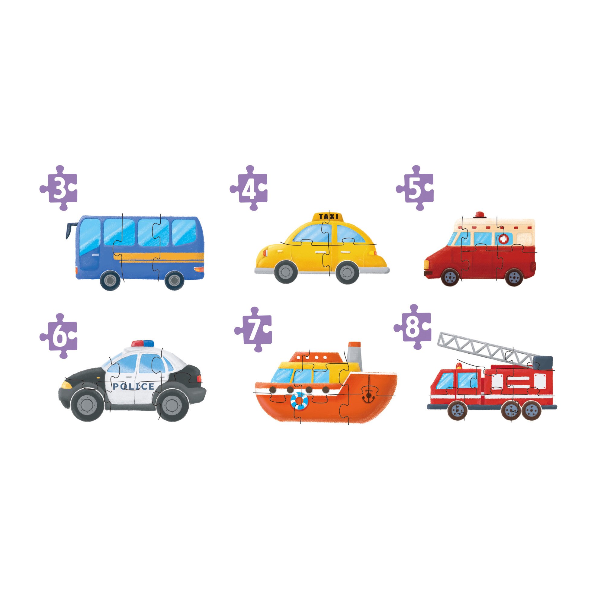 Puzzle Mappy Baby Cars, 6 in 1, 39 piese - eMAG.ro