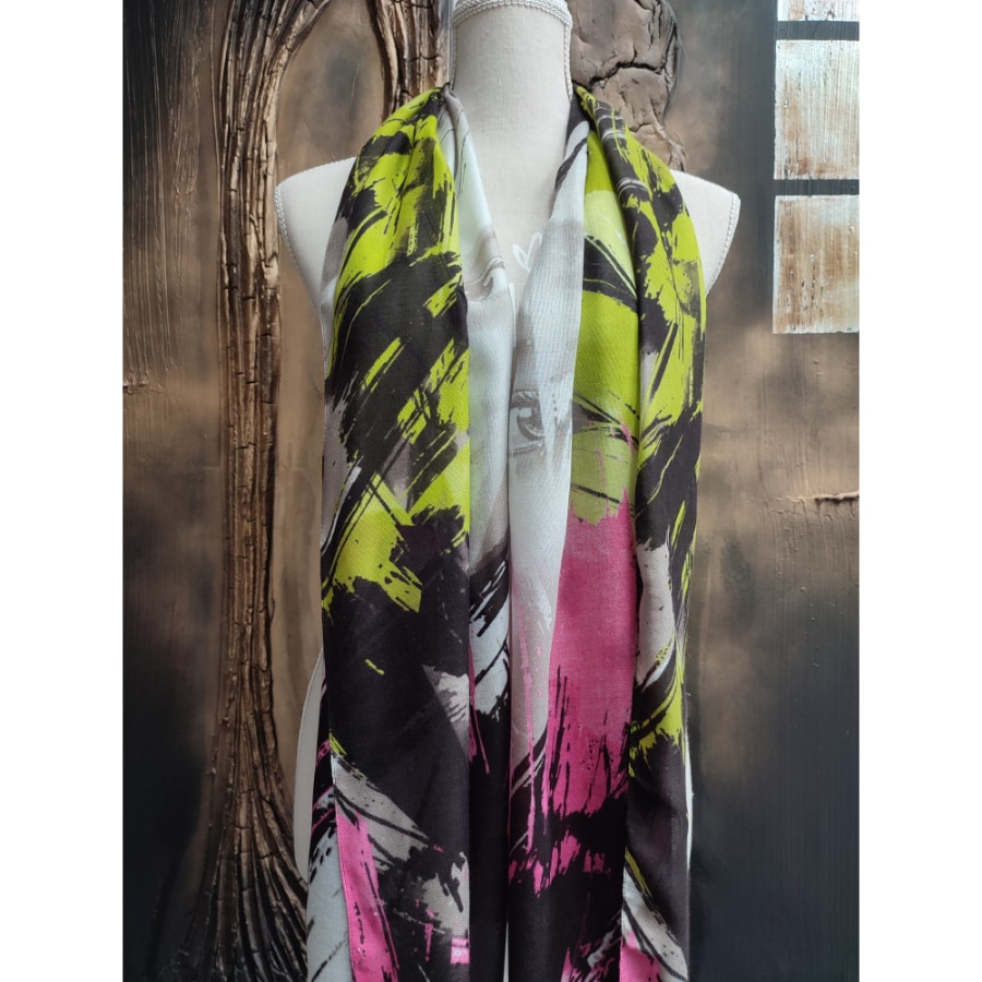Esarfa Graffiti, Multicolor, Roz/Neon, 180 cm x 60 cm - eMAG.ro