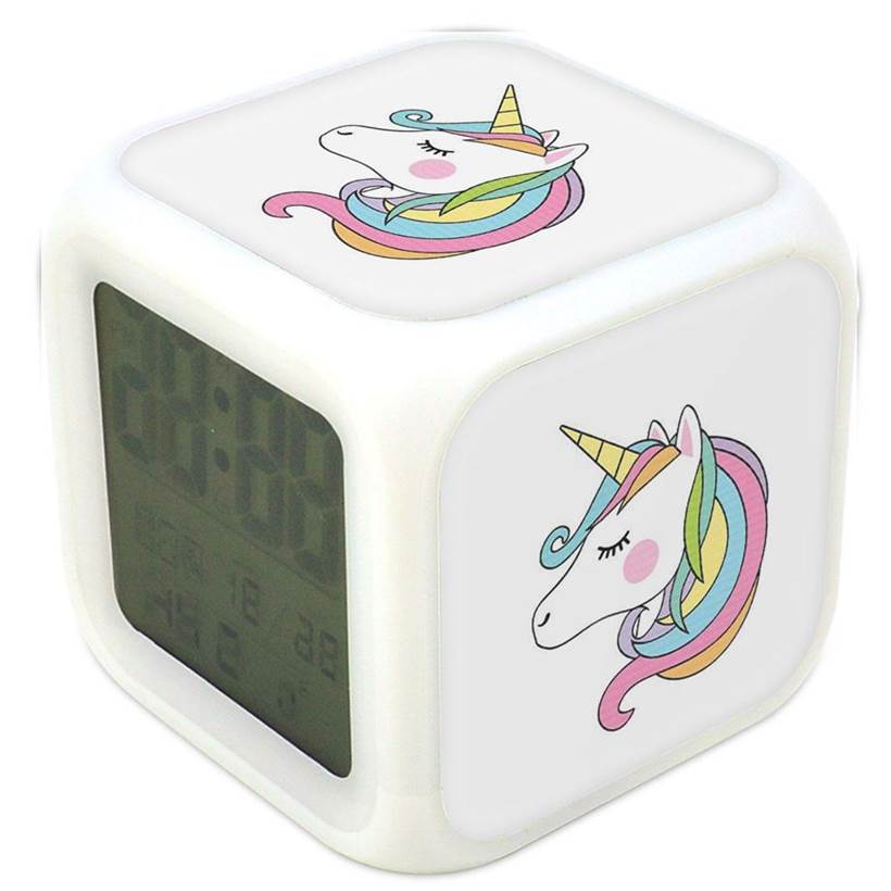 Ceas desteptator cu lumina schimbatoare Inorog 2, multicilor, plastic ...