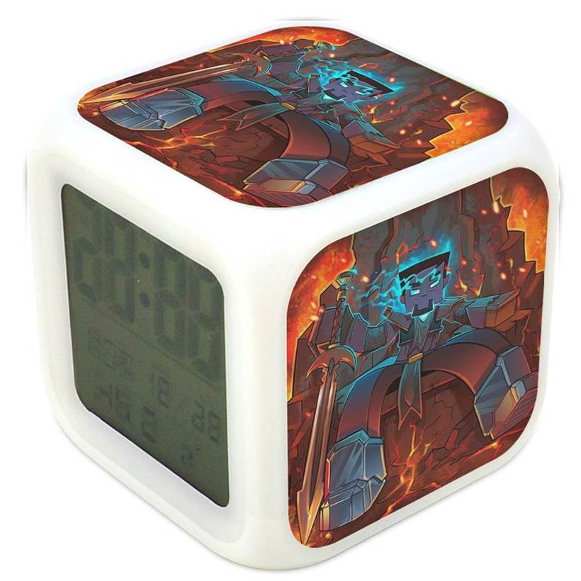 Ceas desteptator cu lumina schimbatoare Minecraft 11, multicilor ...