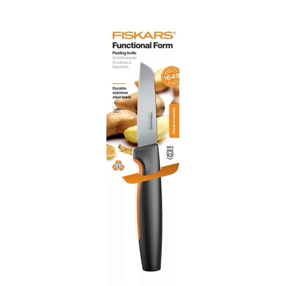Cutit pentru decojit Fiskars Functional Form, 7cm, otel, negru - eMAG.ro