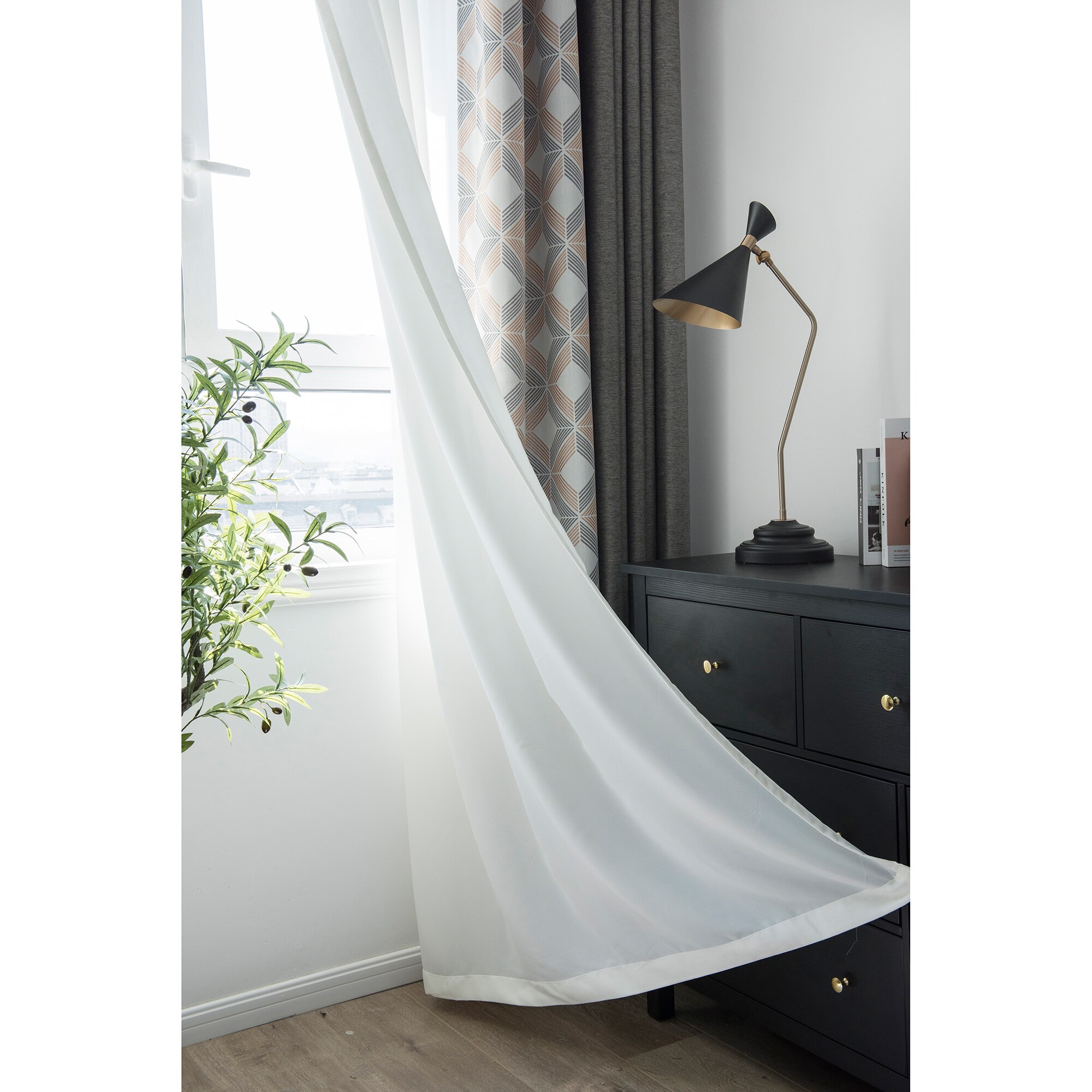 Set perdele Kring Shine, 2 * 140x245 cm, Poliester, Alb - eMAG.ro
