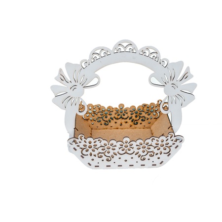 Cosulet din lemn decorativ pentru oua, alb, 28x22x18 - eMAG.ro