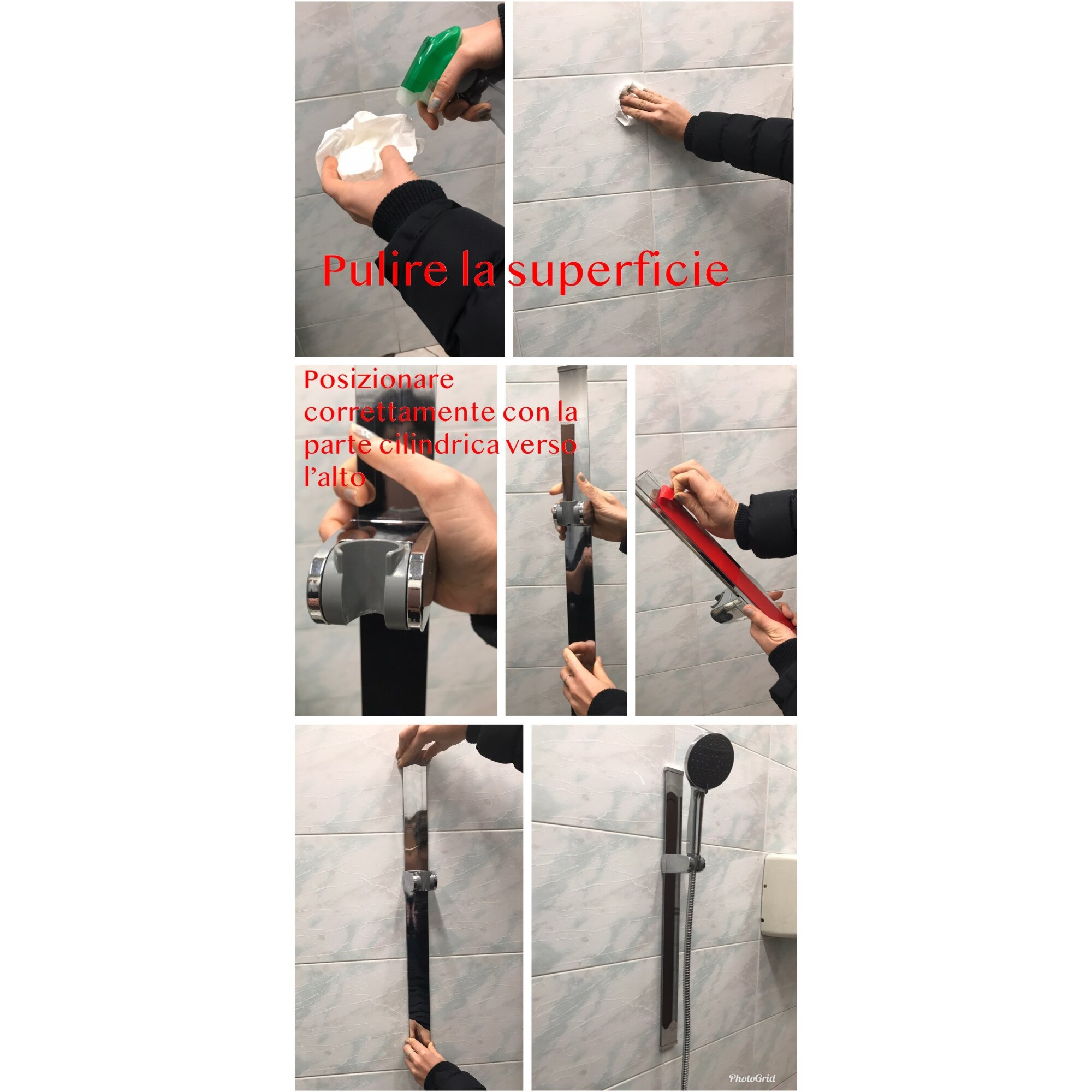 Set bara dus cu suport adeziv, 150cm, Argintiu - eMAG.ro