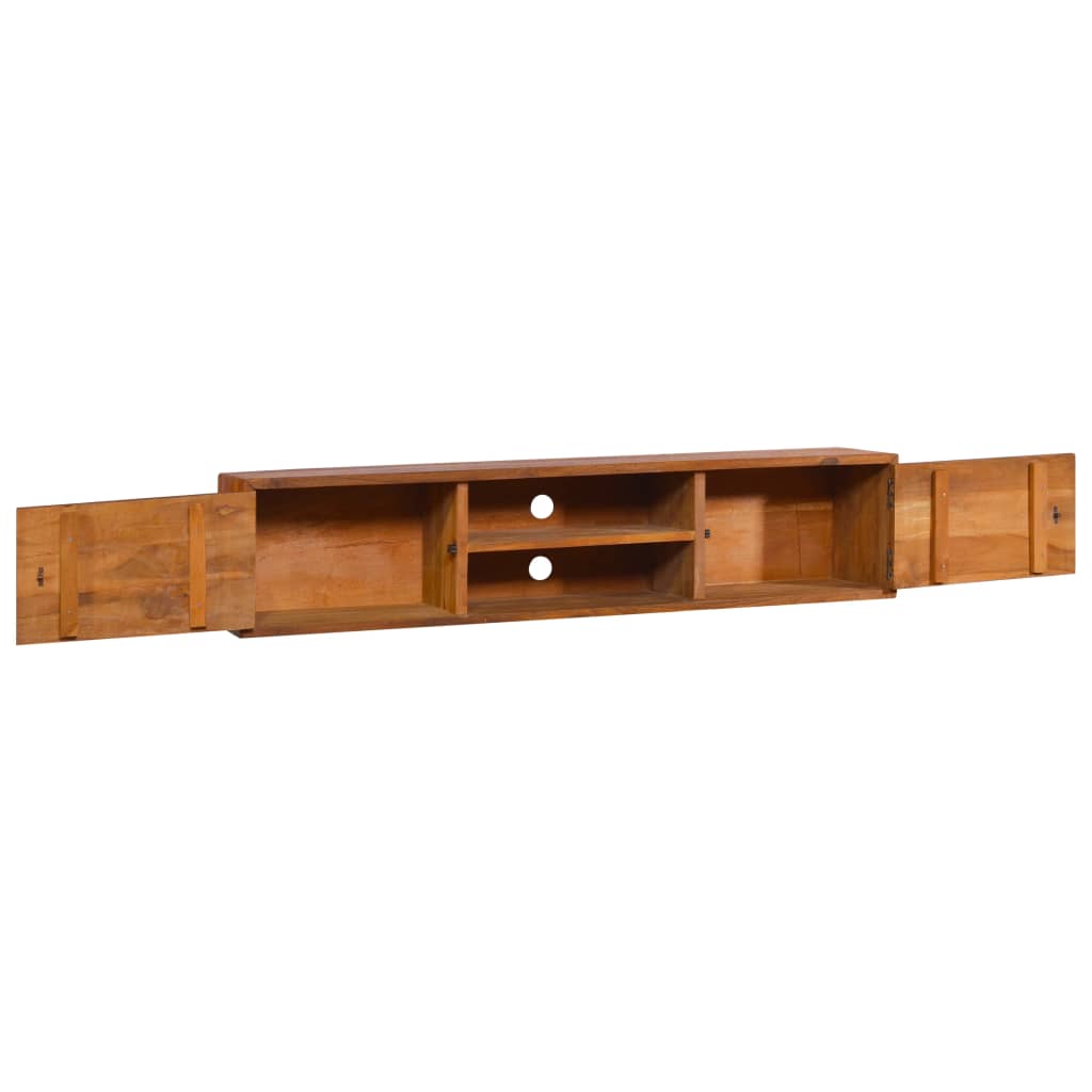 Dulap TV montat pe perete vidaXL, 135 x 30 x 30 cm, lemn masiv de tec ...