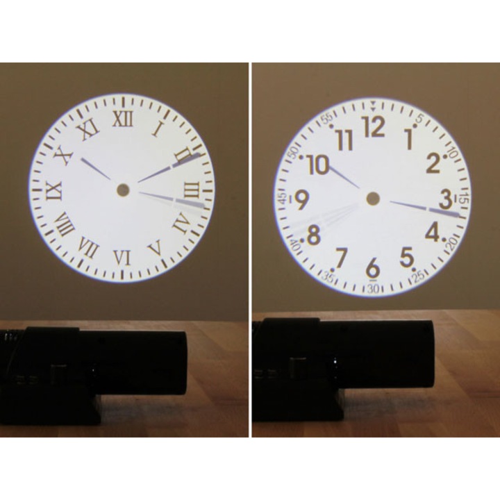 Ceas cu proiector LED, cu telecomanda, logo personalizabil, negru ...