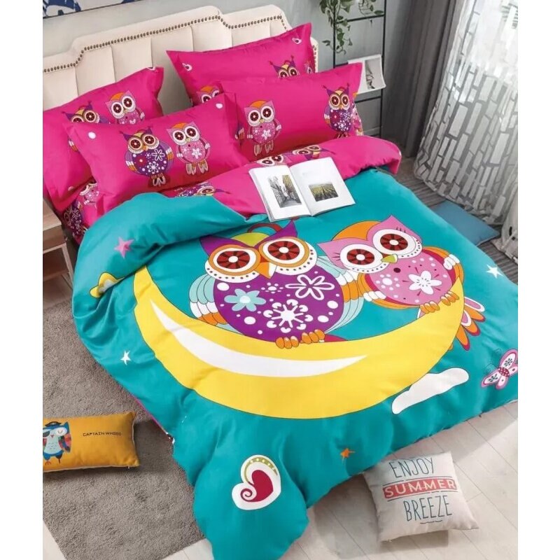 Спален комплект TM Owls on The Moon, Фин памук, 6 части - eMAG.bg