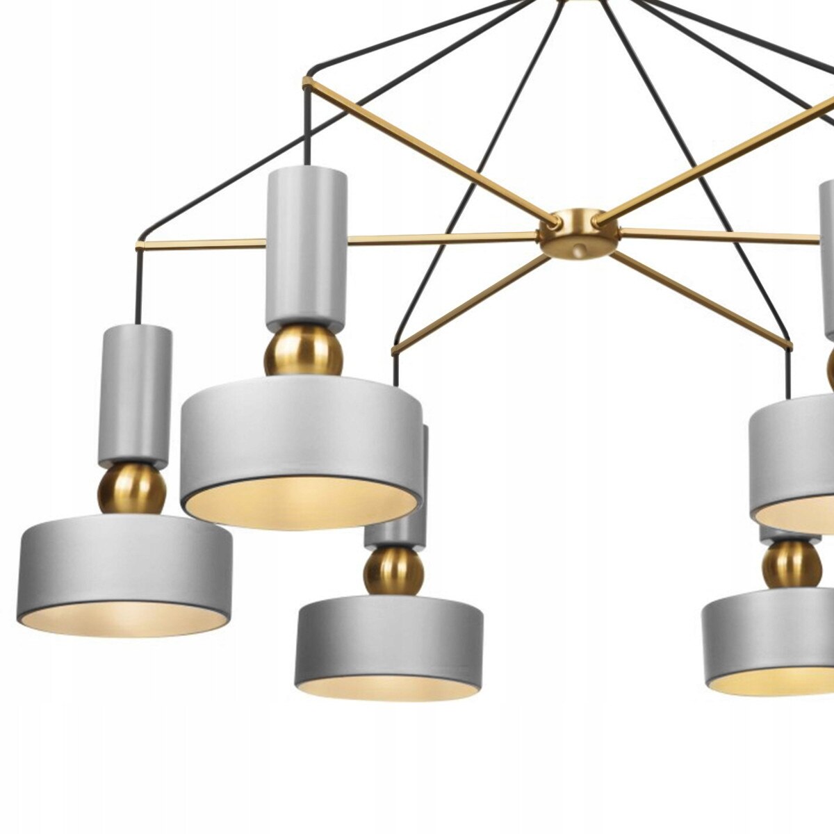 Lustra EGO Carousel Silver Gold Metal, 6 socluri, E27, Argintiu/Auriu ...