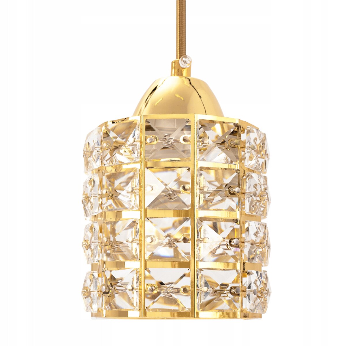 Lustra EGO Crystal Squares Gold Round Metal, 3 socluri, E27, Auriu ...