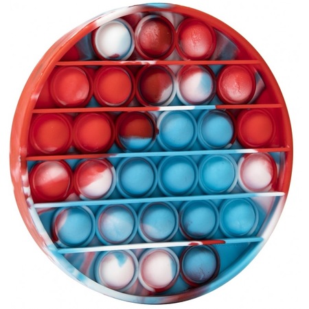 Jucarie senzoriala antistres PopItNow, Cerc alb-rosu-albastru, 13 cm ...