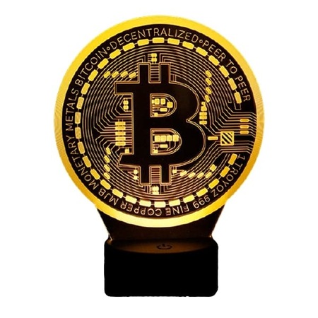 Lampa LED, Bitcoin, round, 3D Night Light, 16 culori, RGB, cu ...