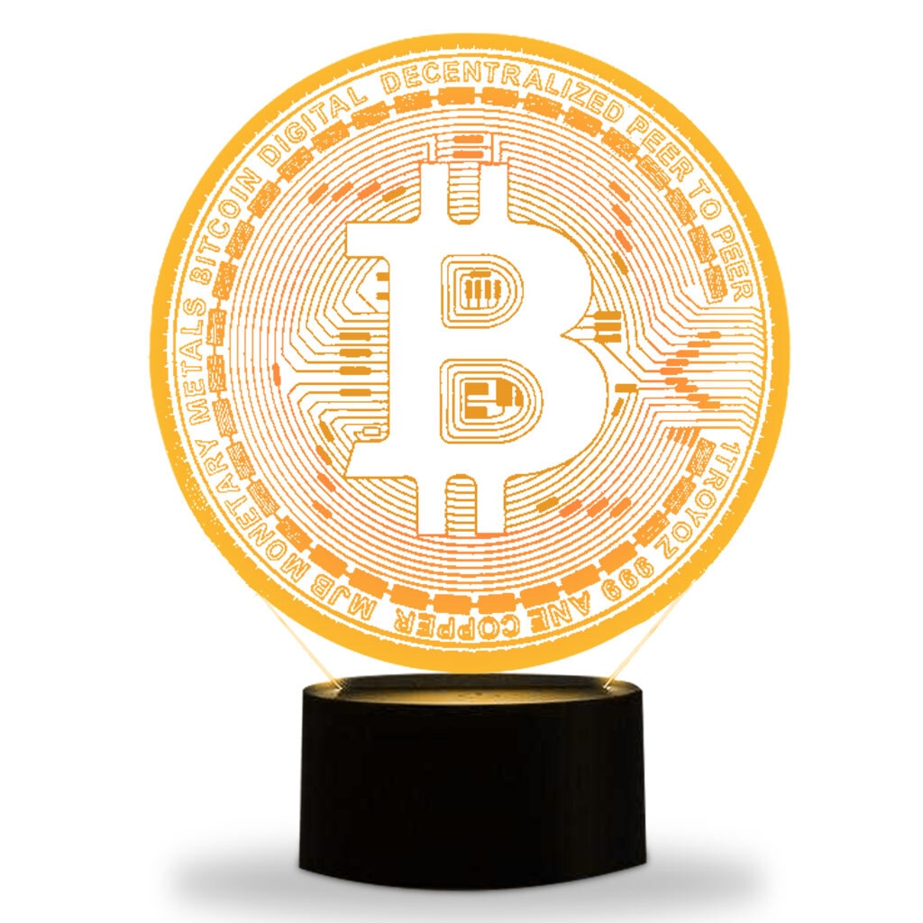 Lampa LED, Bitcoin, round, 3D Night Light, 16 culori, RGB, cu ...