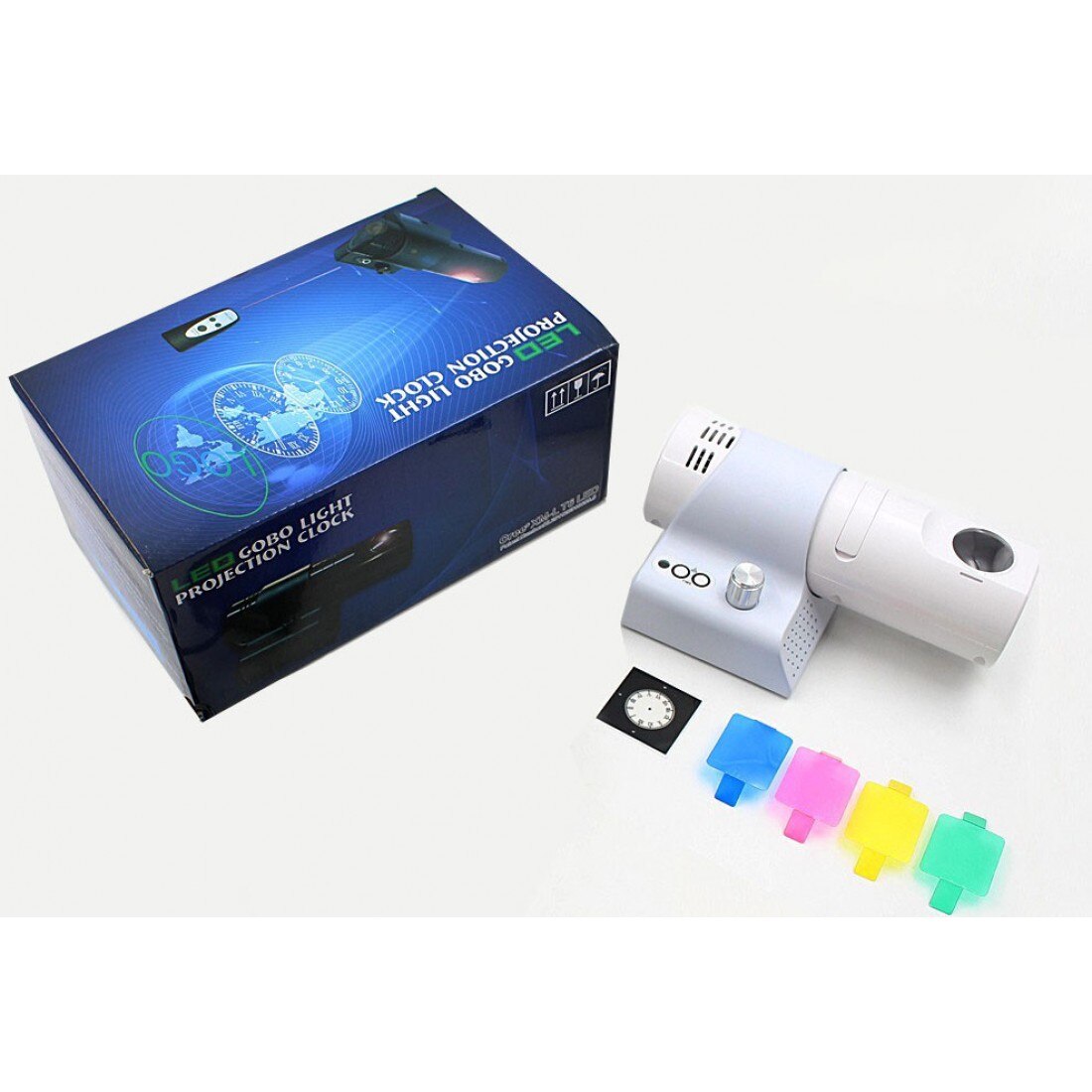 Ceas cu proiector LED, cu telecomanda, logo personalizabil, alb ...