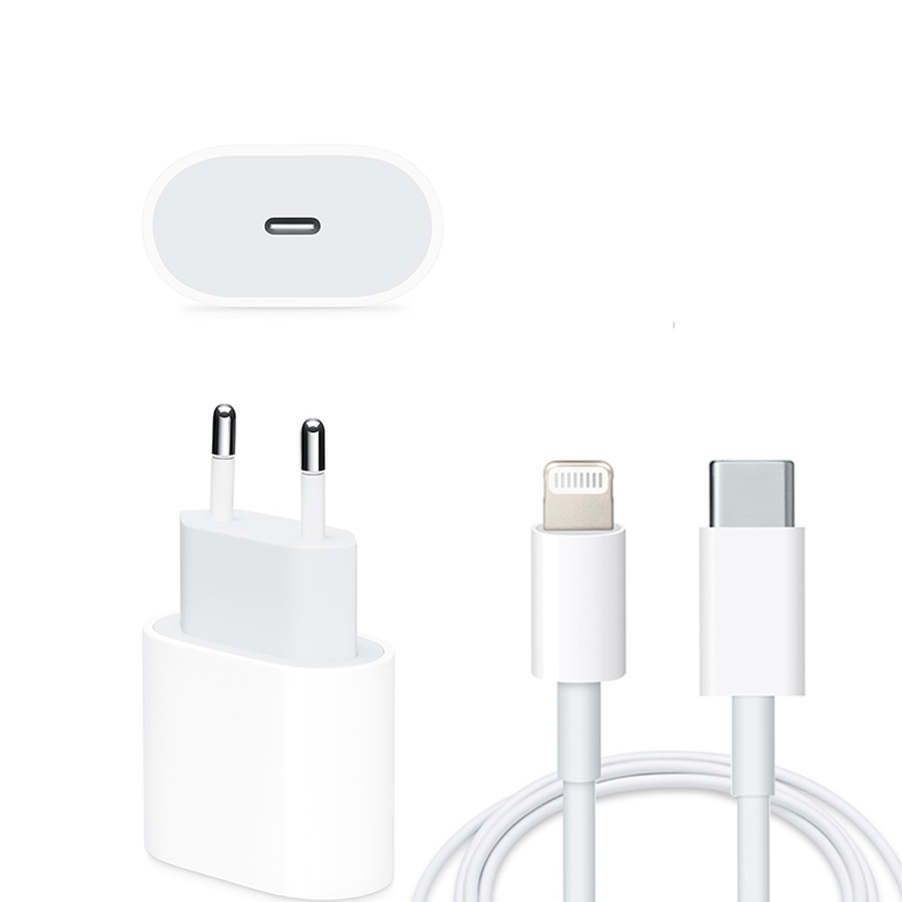 Set Incarcator Adaptor Apple iPhone USB-C 20W Serial Mark+ Cablu Apple ...