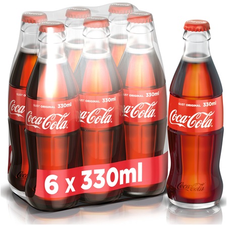 Bautura Carbogazoasa Coca-Cola Gust Original, Sticla Nereturnabila, 6 x ...