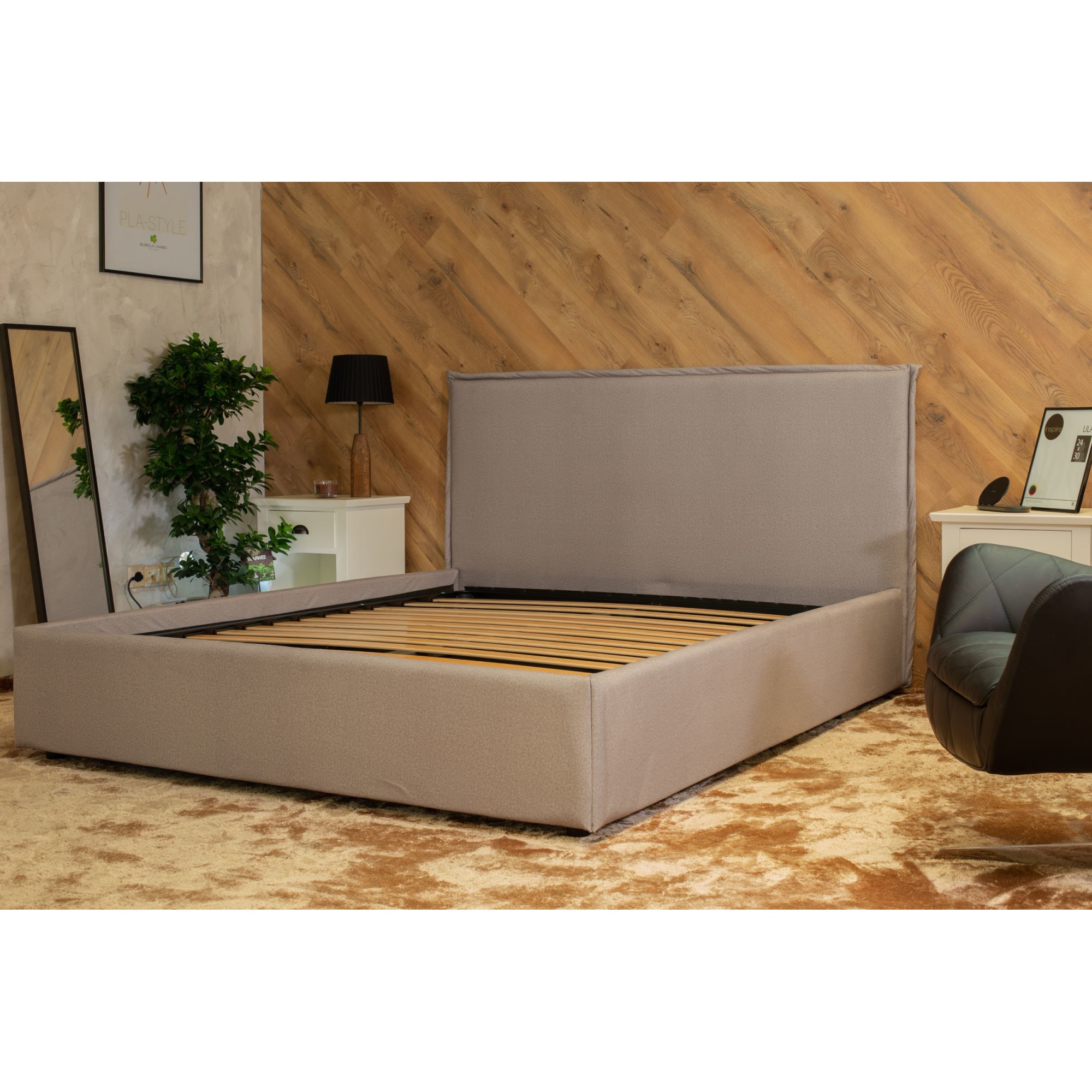 Pat Tapitat Rabatabil cu Lada Depozitare, 120x200 cm, Argan, Dolce ...