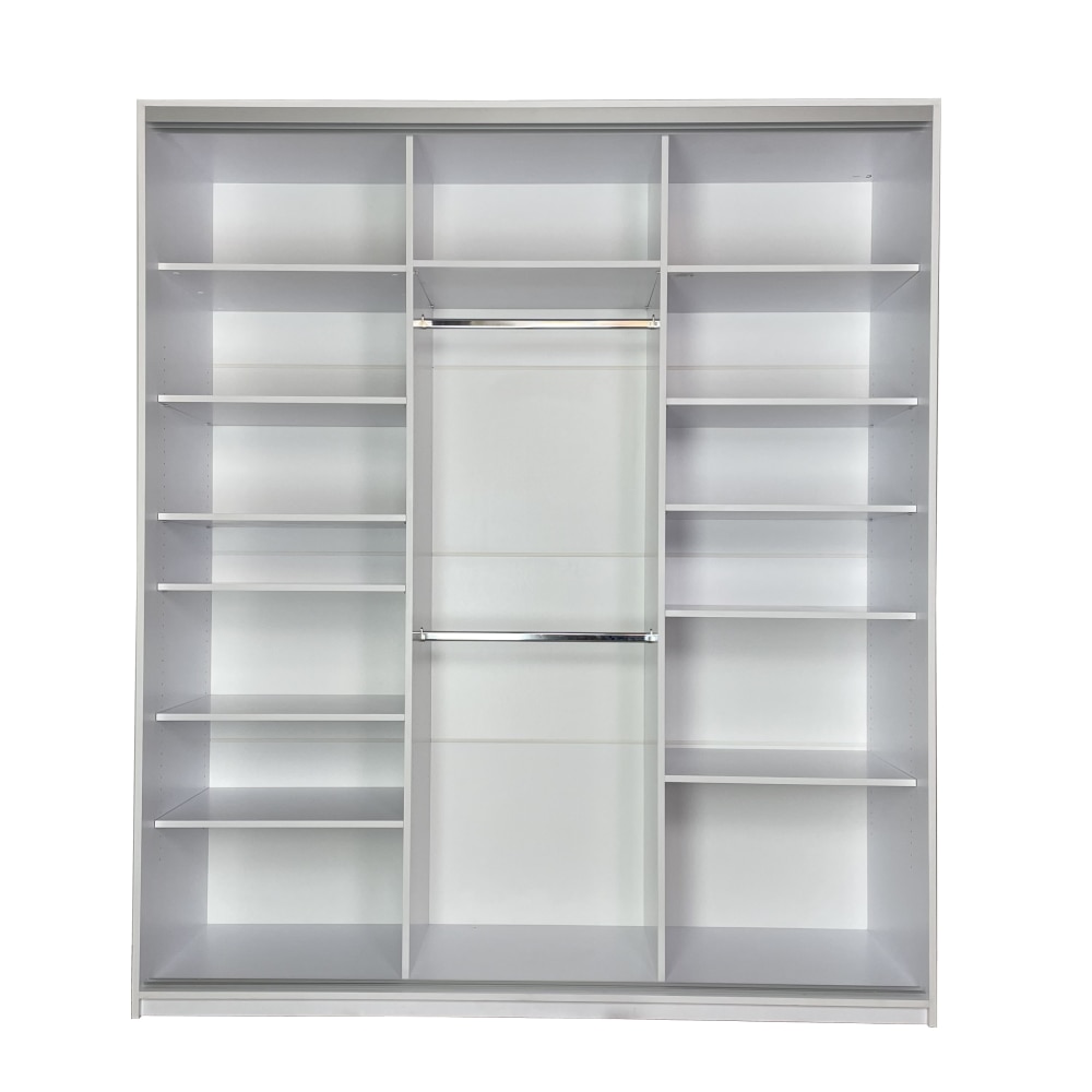 Dressing cu usi culisante, Alb/Nuc, H230 x L200 x A60 cm, dulap cu ...