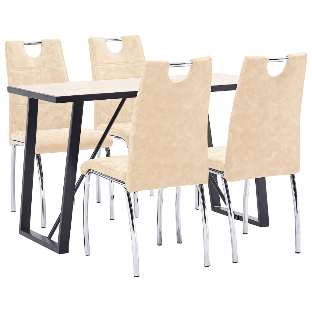 Set mobilier bucatarie, 5 piese, crem, piele ecologica 3050436 - eMAG.ro