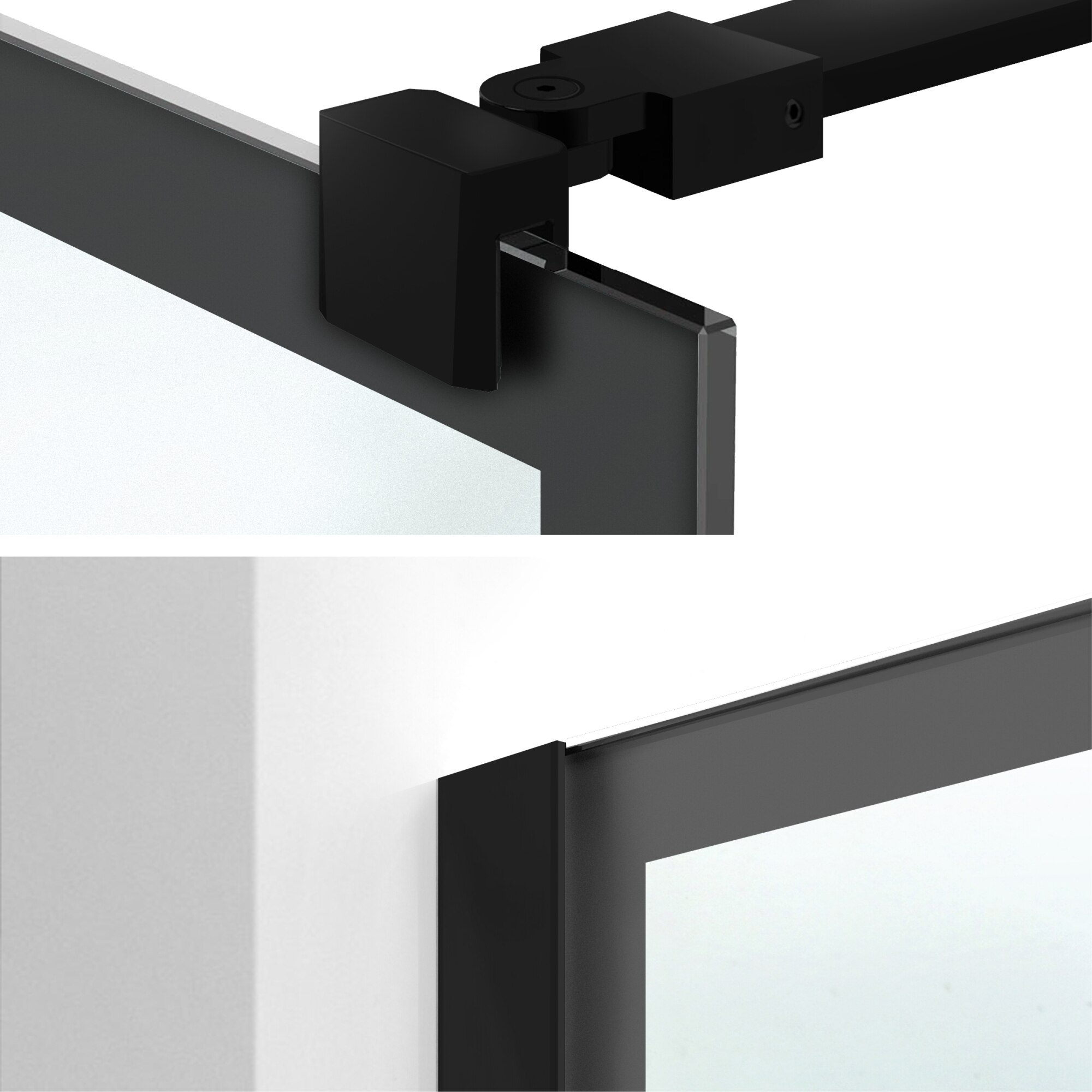 Paravan dus walk-in Aqua Roy ® Black, model Atlas negru, sticla 8 mm ...