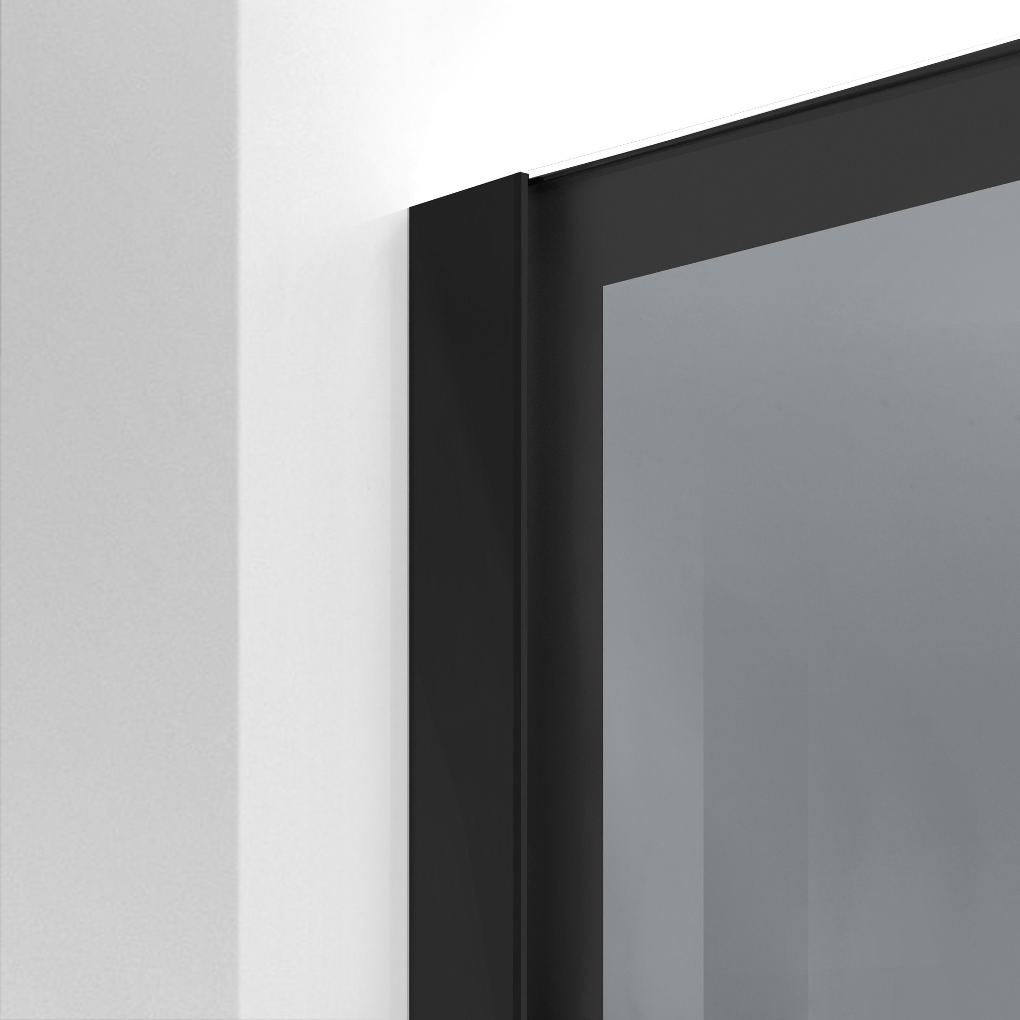Paravan dus walk-in Aqua Roy® Black, model Frame negru, feronerie full ...