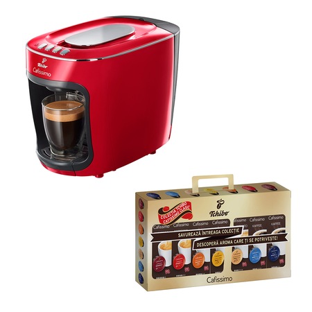 Pachet Espressor Tchibo Cafissimo mini Salsa Red, 1500 W, 0.65 L, Rosu ...