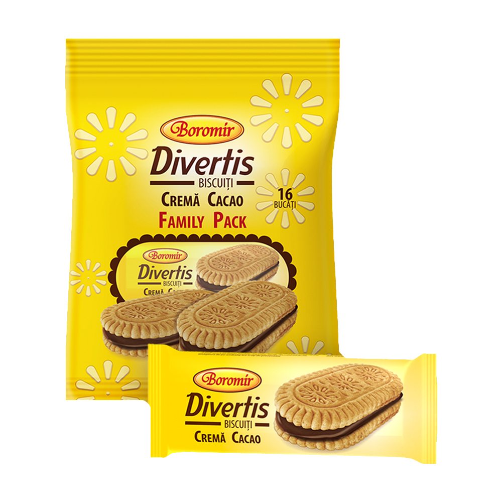 Biscuiti Divertis Boromir, 240 g, 16 Buc/Punga, cu Crema de Cacao - eMAG.ro