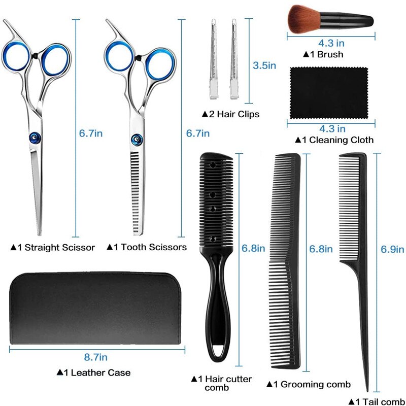 Set profesional foarfece de tuns si filat ASKSA marime 6" negru cu ...