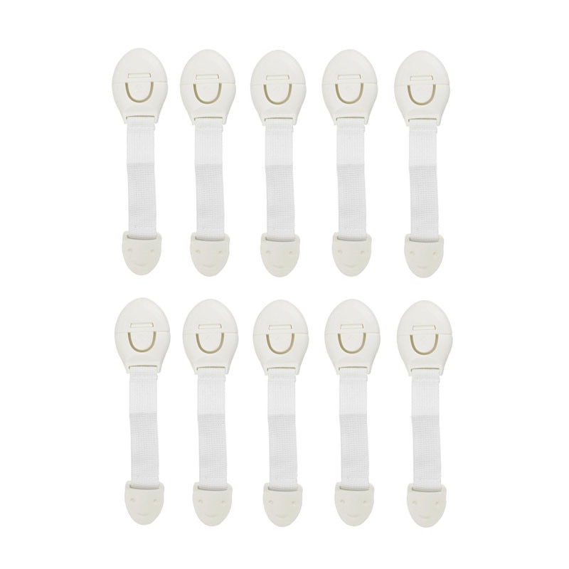 Set 10 sigurante flexibile textile pentru usi si sertare, ASKSA, dimensiune ajustabila, 20 cm ...