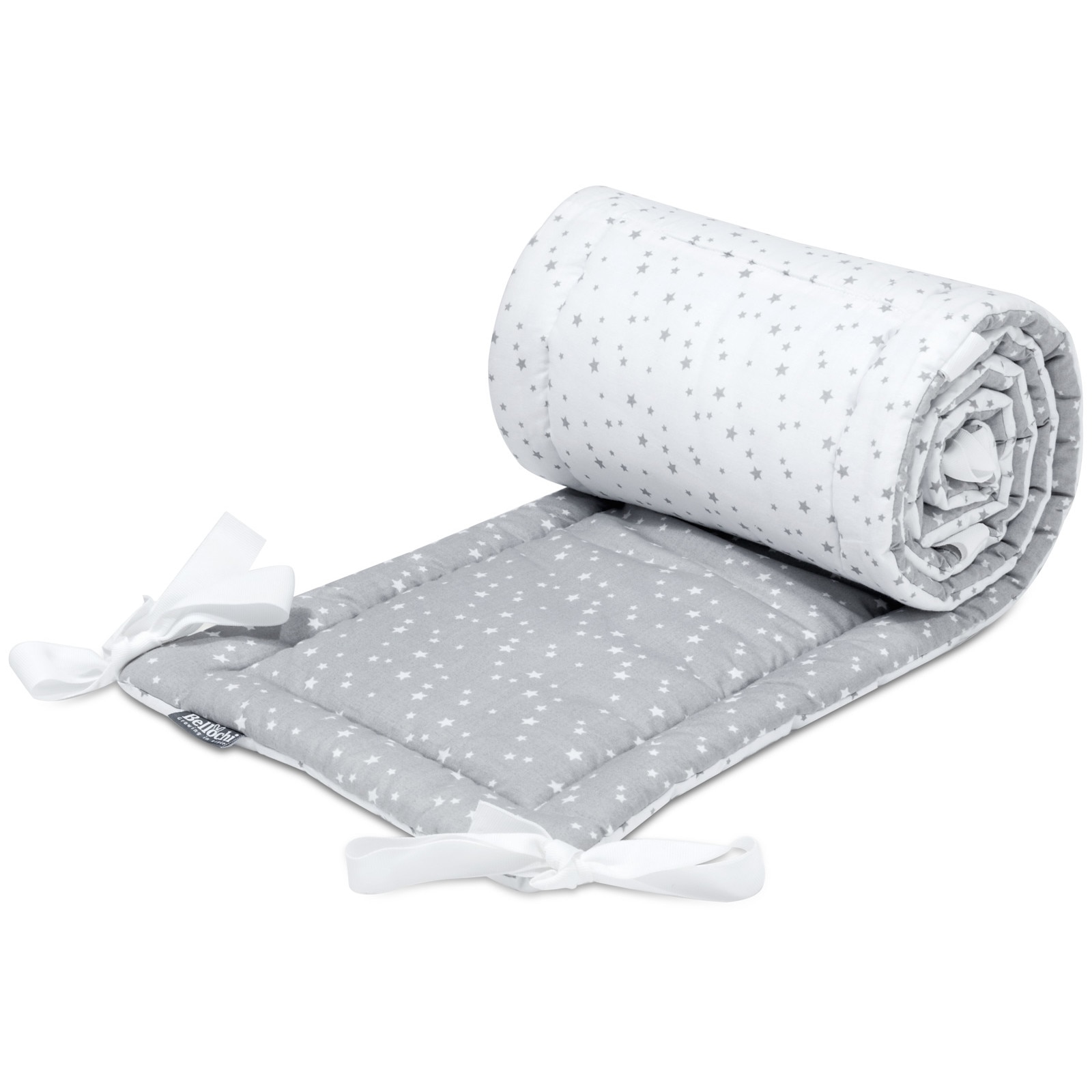 Protectie laterala pentru patut Bellochi, 180 x 30 cm, alb/gri Polaris ...