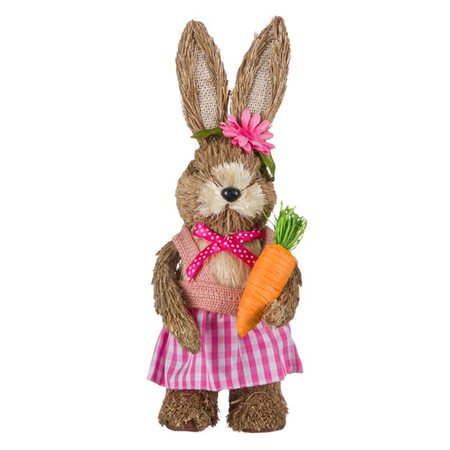 Figurina decorativa Iepuras cu rochita si fundita de Paste, 30 cm - eMAG.ro