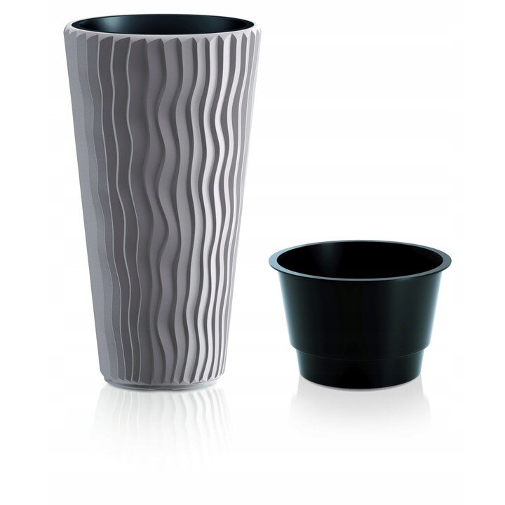 Ghiveci inalt cu insertie Sandy Slim, 37L, DPSP350, gri - eMAG.ro