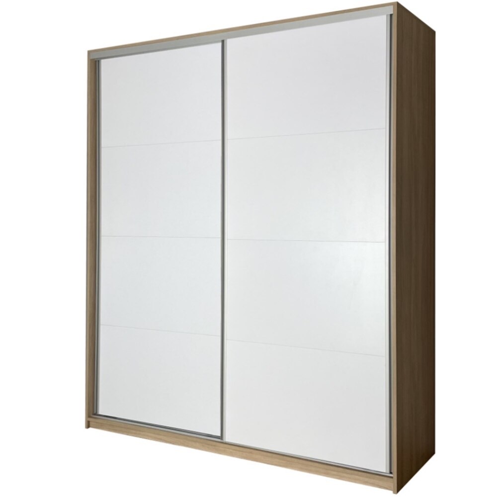 Dressing cu usi culisante, Stejar Urban/ Usi Albe, H240 x L180 cm PAL ...