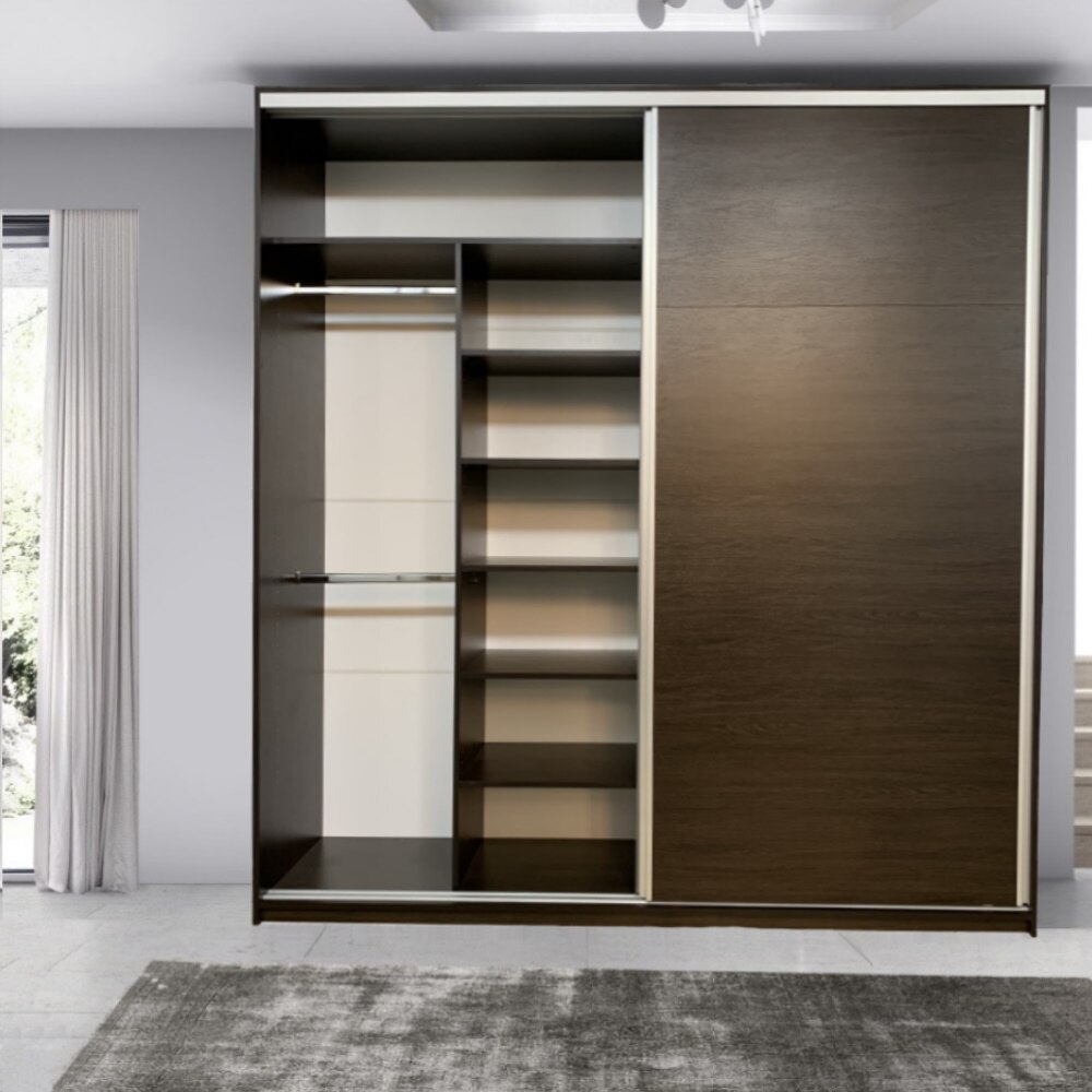 Dressing cu usi culisante, Wenge, H220 x L220 x A60 cm, dulap cu sistem ...