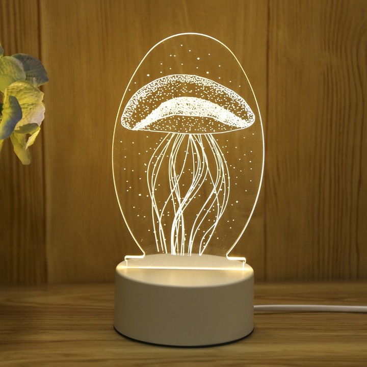 Холограмна 3D LED нощна лампа медуза - eMAG.bg