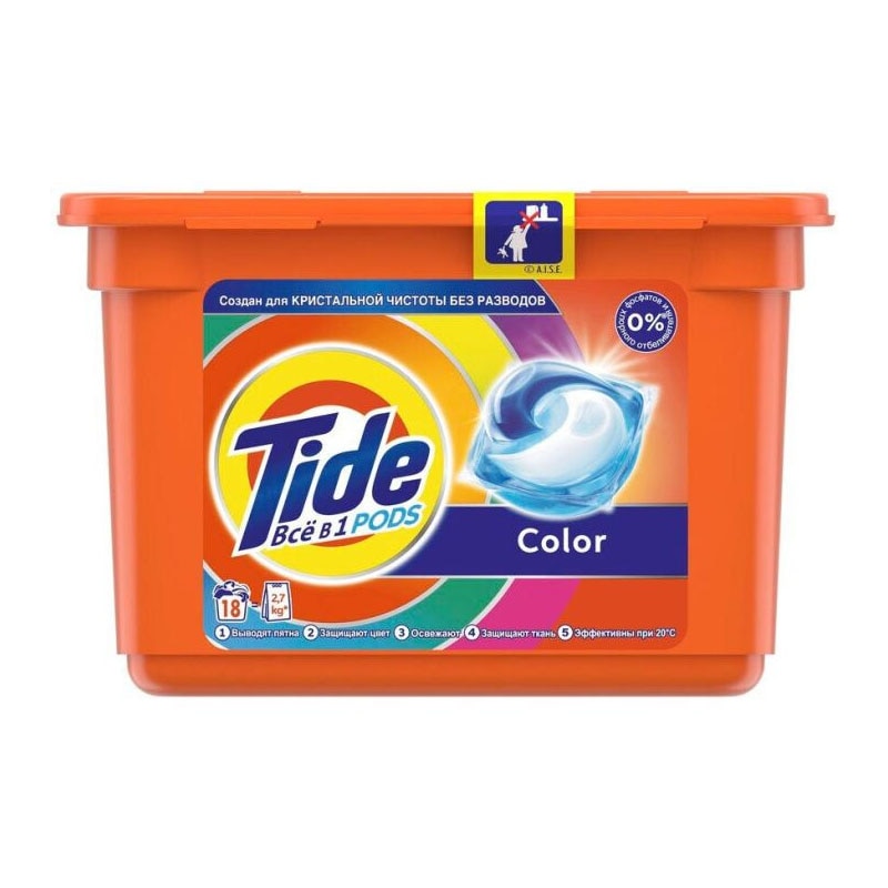 Detergent rufe, Tide, Pentru rufe colorate, 18 bucati - eMAG.ro