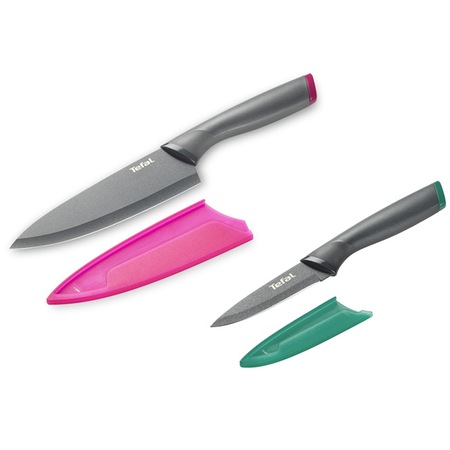 Set Cutite de Bucatarie Tefal K122S204, 2 piese, Verde / Roz - eMAG.ro