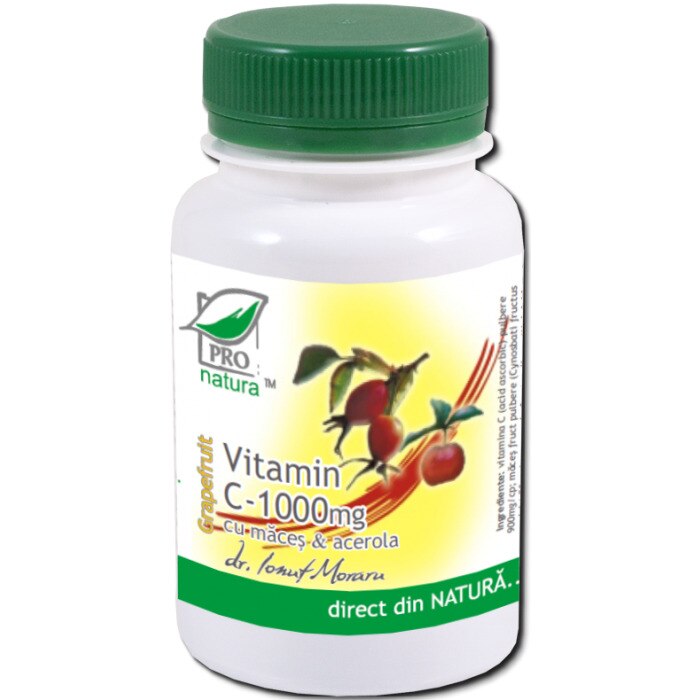 Supliment alimentar Vitamina C - 1000 Grapefruit Cu Maces & Acerola, Pro Natura, 100 Comprimate ...