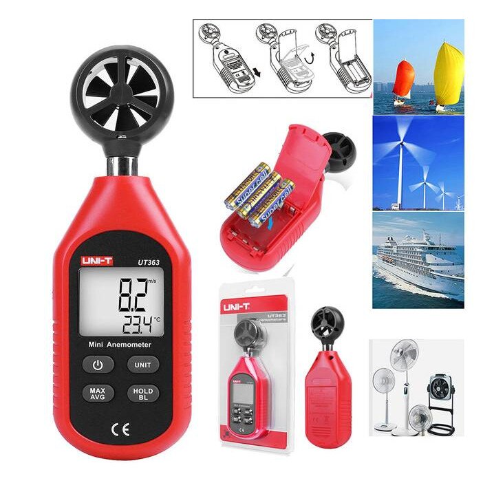 Цифров анемометър UNIT UT-363, Измерване на скорост, Температура, За ...